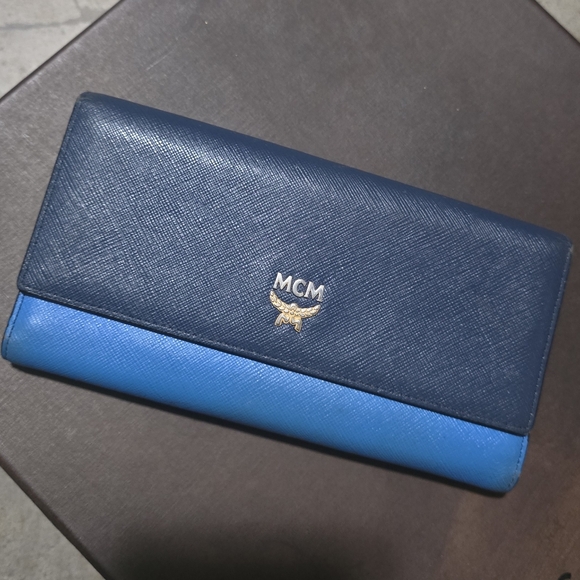 MCM | Bags | Mcm Blue And Navy Wallet | Poshmark